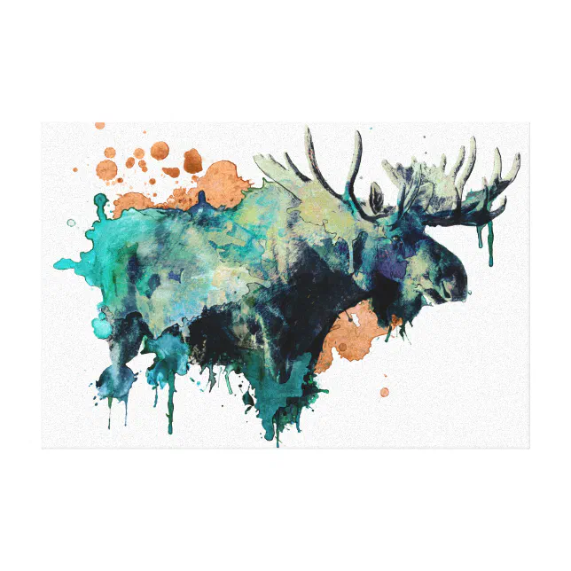Watercolour Moose Canvas Print | Zazzle