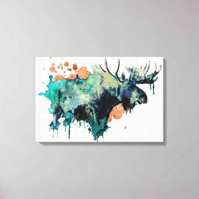 Watercolour Moose Canvas Print | Zazzle