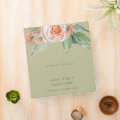 WATERCOLOUR PINK FLOWER GREEN FOLIAGE WEDDING BINDER | Zazzle