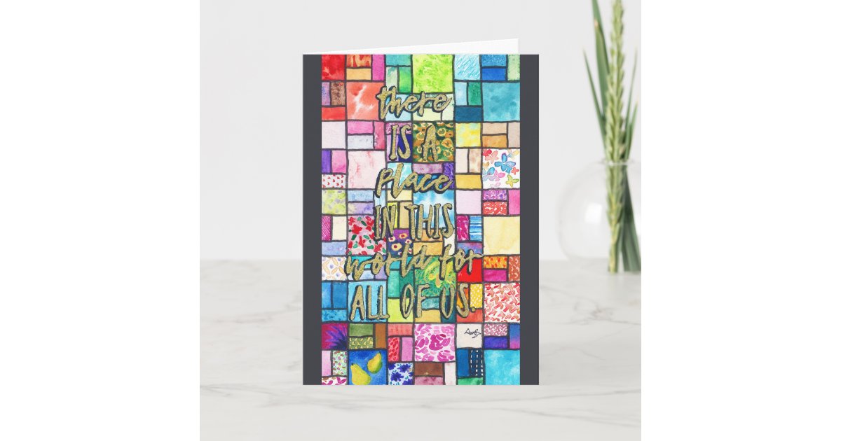 Watercolour Quilt - Positive Message Card | Zazzle