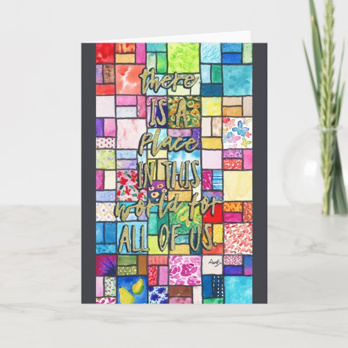 Watercolour Quilt - Positive Message Card | Zazzle.com