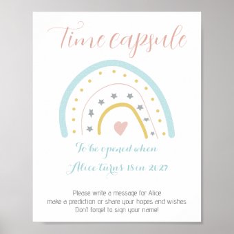 Watercolour rainbow Birthday Party Time Capsule Poster | Zazzle