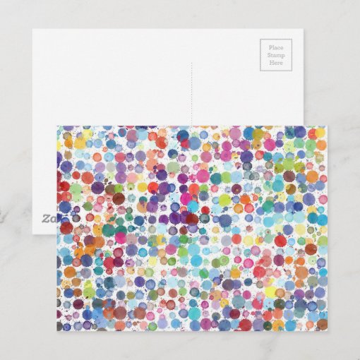 Watercolour Splash Dot Pattern Postcard | Zazzle