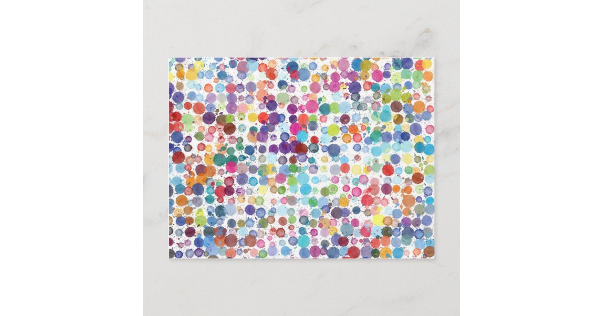 Watercolour Splash Dot Pattern Postcard | Zazzle
