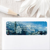 watercolour winter snow scene return address label | Zazzle