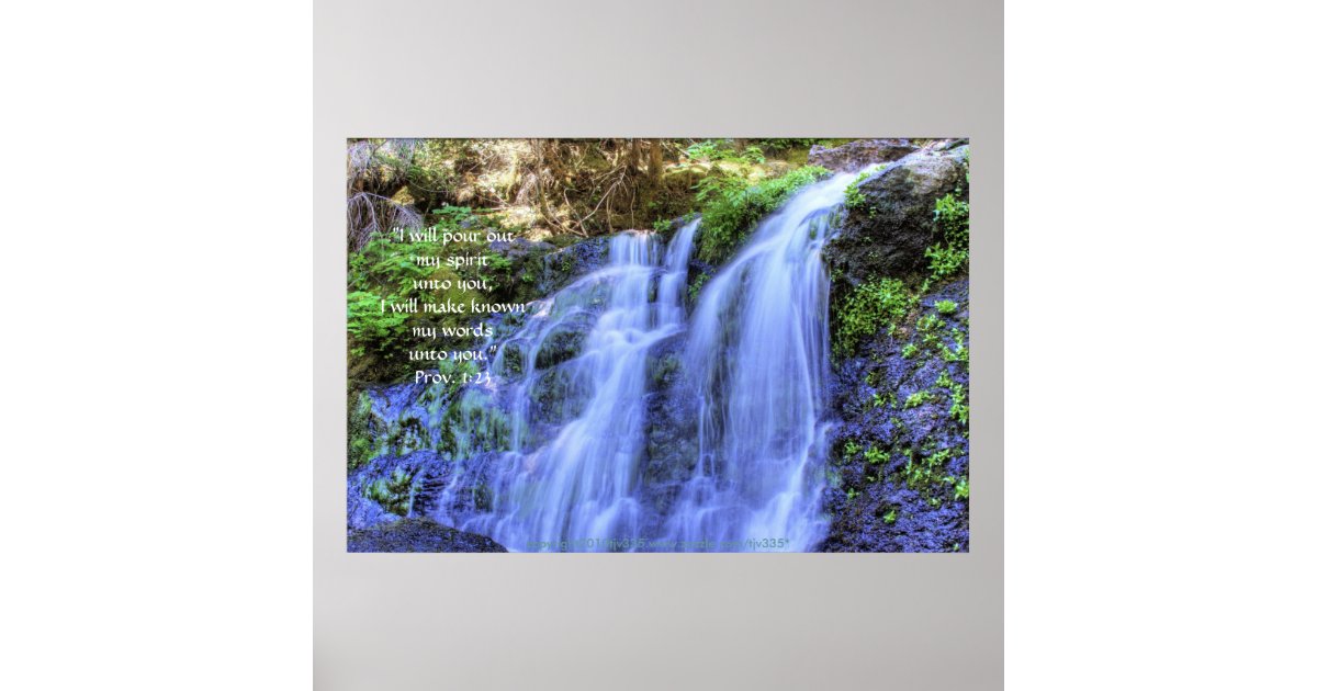 Waterfall and Moss HDR Print w/Scripture Verse | Zazzle