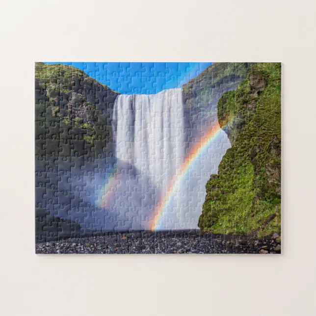 Waterfall and rainbow jigsaw puzzle | Zazzle