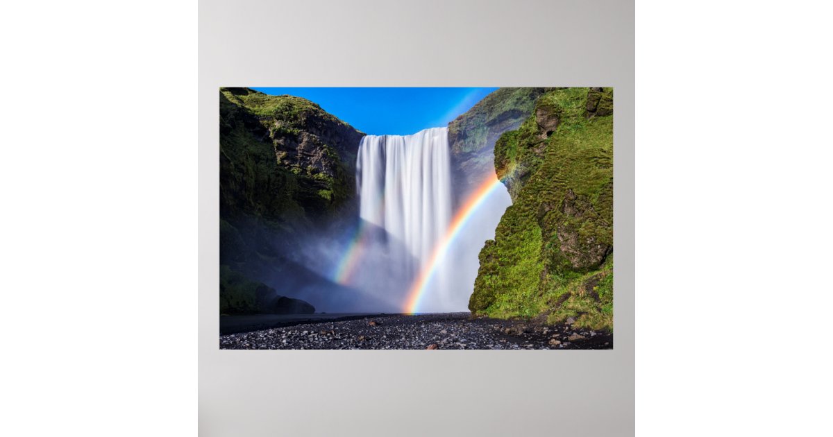 Waterfall and rainbow poster | Zazzle
