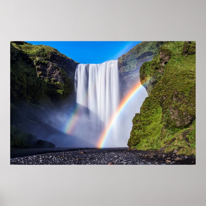 Waterfall and rainbow poster | Zazzle.com
