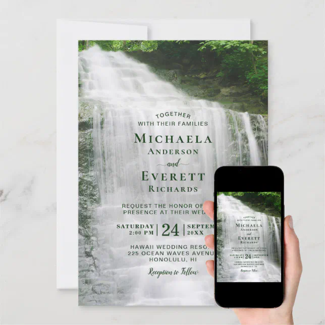 Waterfall Nature Outdoor Wedding Invitation | Zazzle