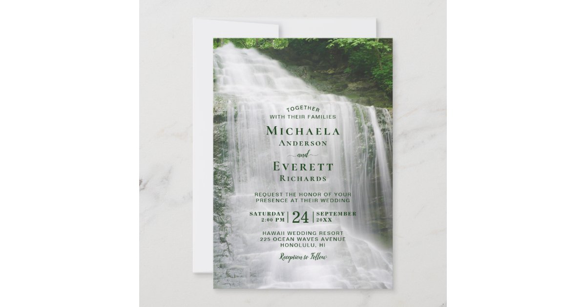 Waterfall Nature Outdoor Wedding Invitation | Zazzle