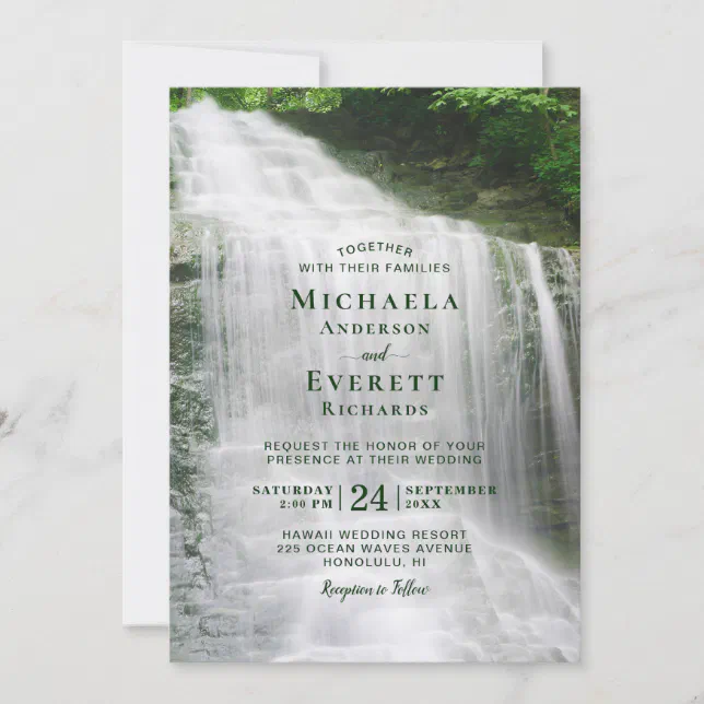 Waterfall Nature Outdoor Wedding Invitation | Zazzle