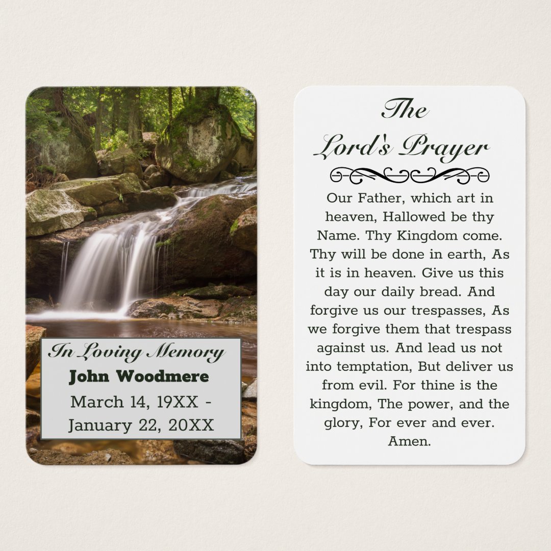 Waterfall Prayer Memorial Funeral Card | Zazzle