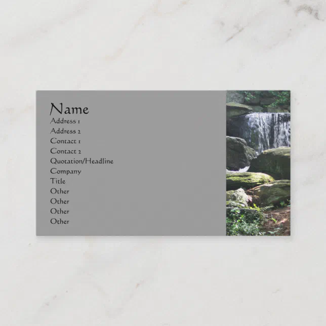 Waterfall Rocks Nature Photography Business Card | Zazzle