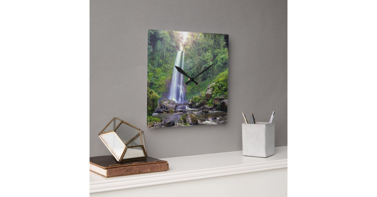 Waterfalls | Bali, Indonesia Square Wall Clock | Zazzle