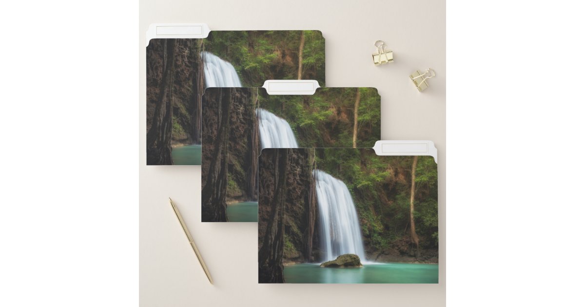 Waterfalls | Erawan Waterfall, Thailand File Folder | Zazzle
