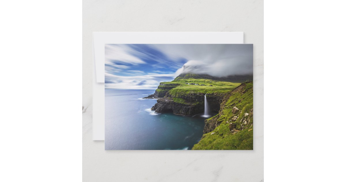 Waterfalls | Faroe Islands, Denmark Thank You Card | Zazzle