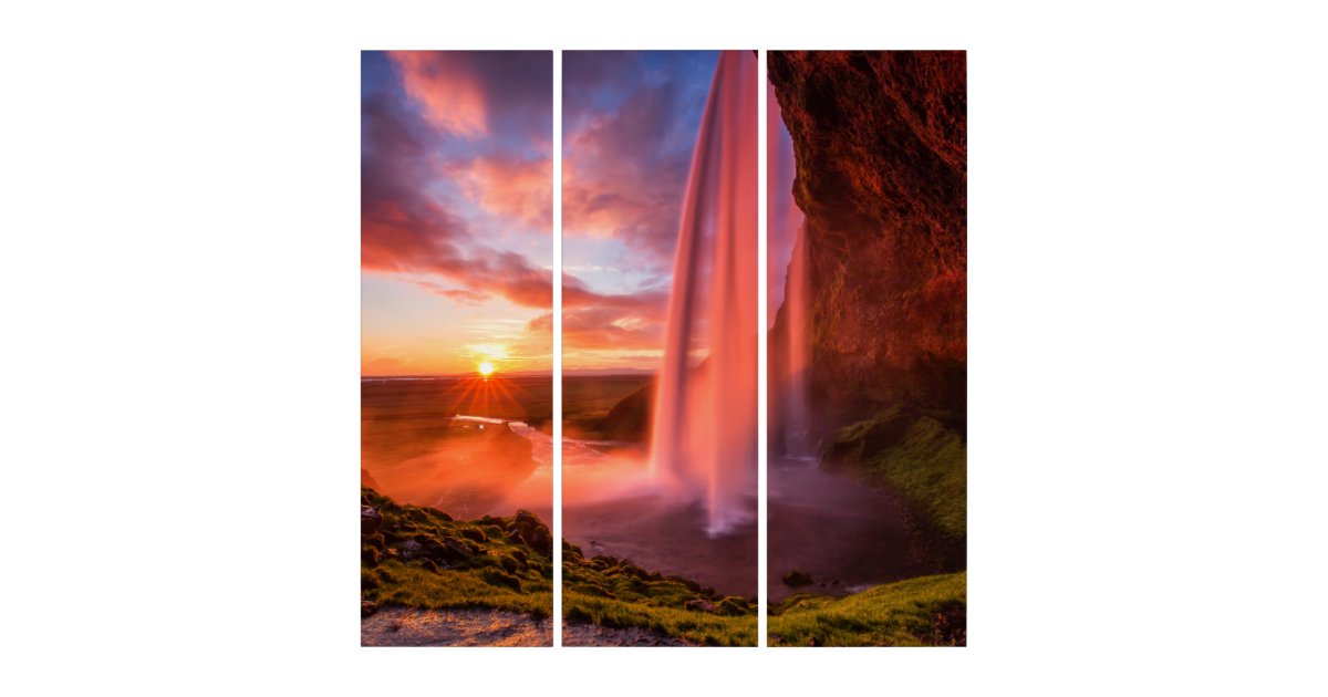 Waterfalls | Seljalandsfoss Waterfall Triptych | Zazzle