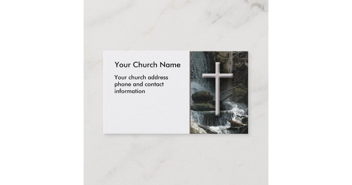 Waterfalls with cross Christian Business Card | Zazzle