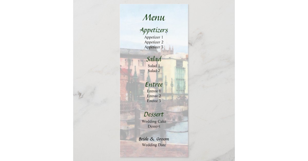Waterfront Bridgetown Barbados Wedding Menu | Zazzle
