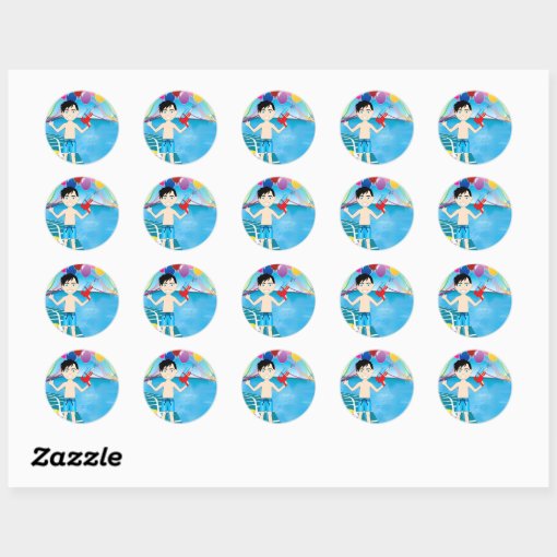 Watergun Pool Boy Classic Round Sticker | Zazzle