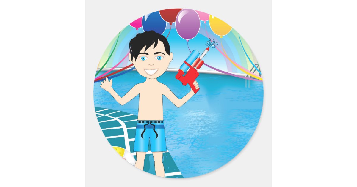 Watergun Pool Boy Classic Round Sticker | Zazzle