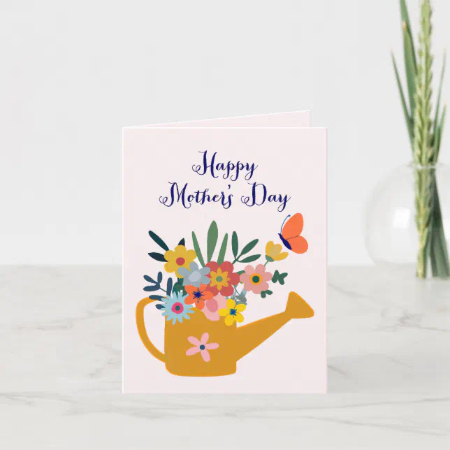 Watering Can full of Flowers Happy Mother's Day Card | Zazzle