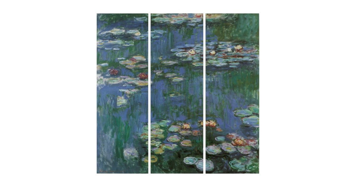 Waterlilies by Claude Monet, Vintage Impressionism Triptych | Zazzle