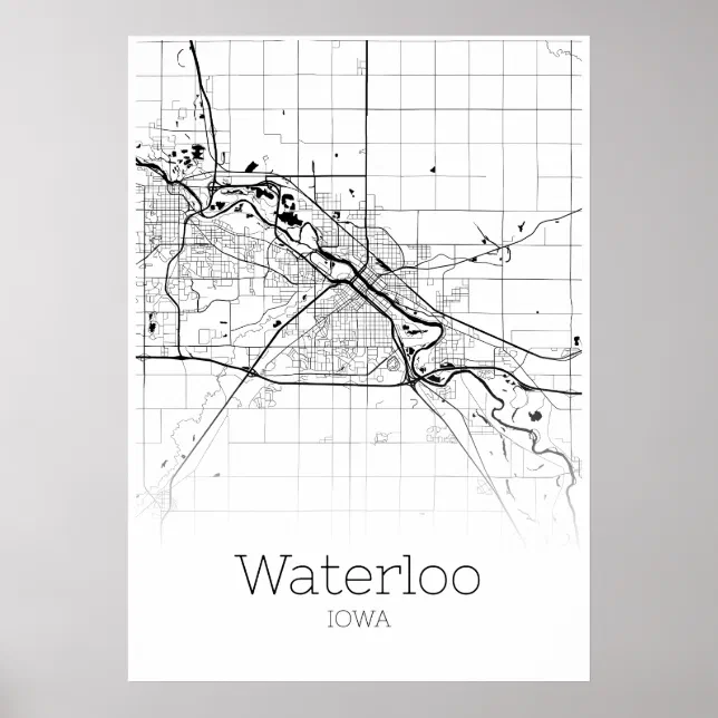 Waterloo Map - Iowa - City Map Poster | Zazzle