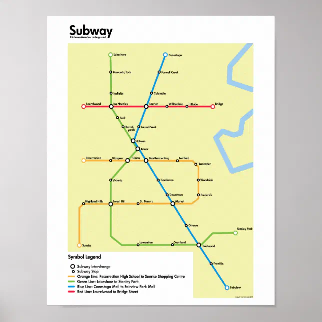 Waterloo Region Subway Map (Fictional) Poster | Zazzle