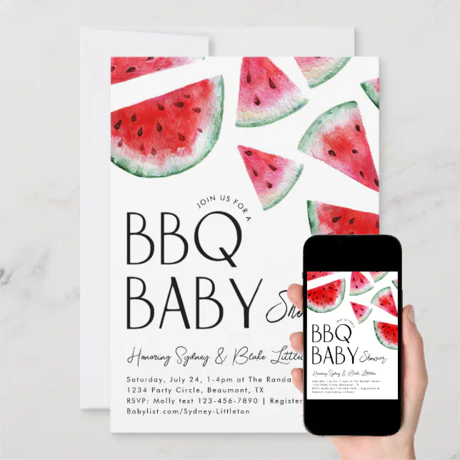 Watermelon Baby Q Baby Shower Invitation | Zazzle