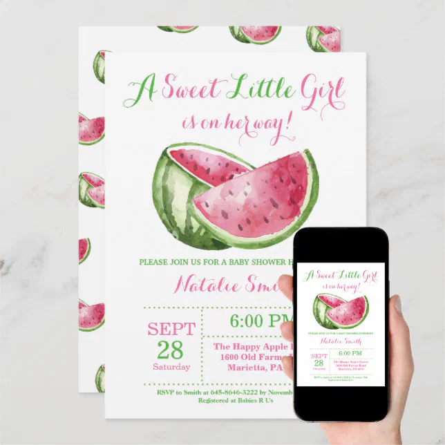 Watermelon Baby Shower Invitation | Zazzle