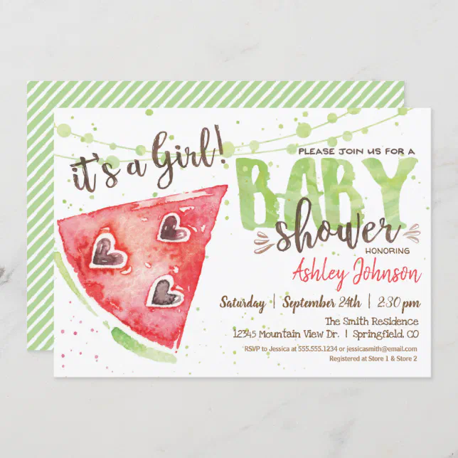 Watermelon Baby Shower invitation, Girl Invitation | Zazzle