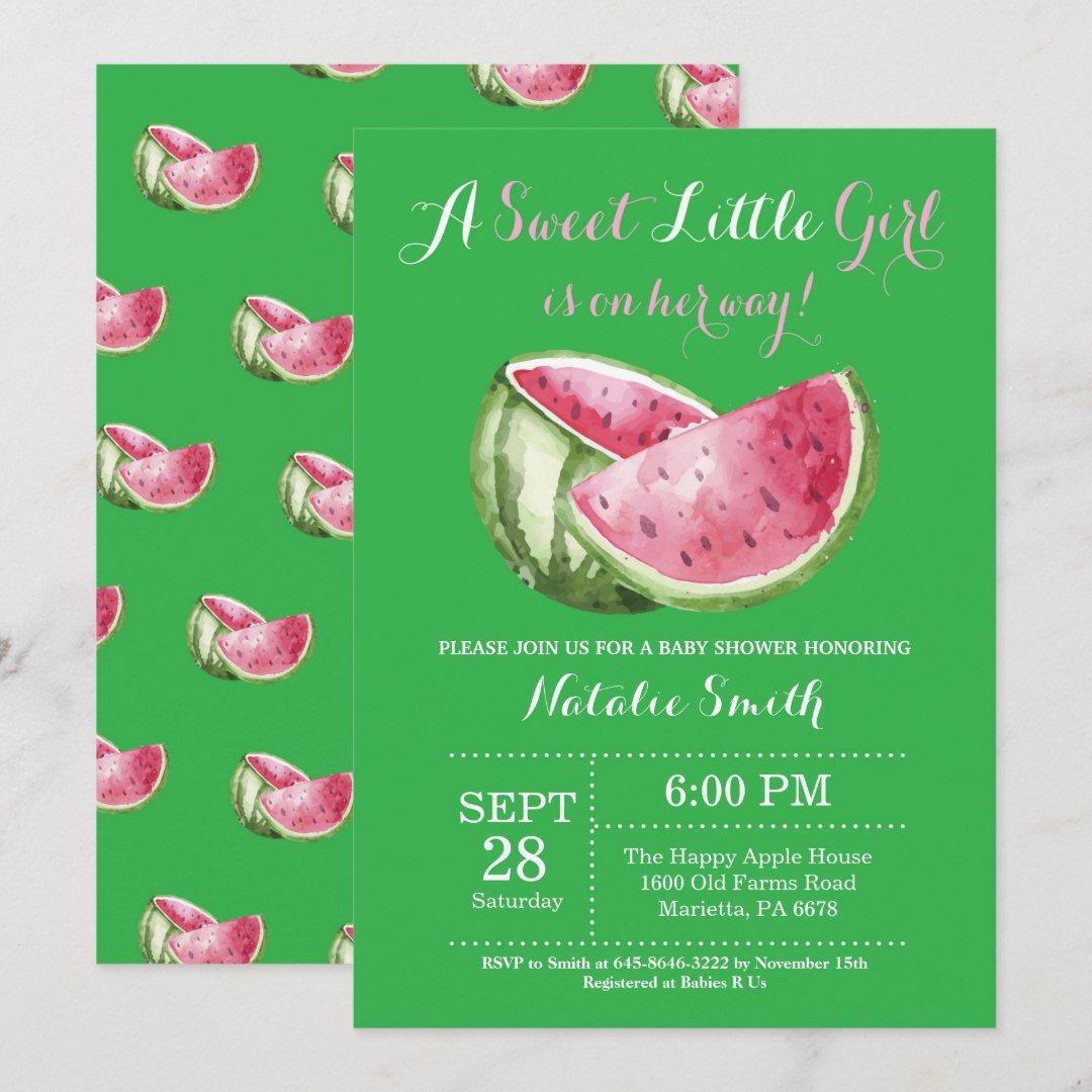 Watermelon Baby Shower Invitation Green | Zazzle
