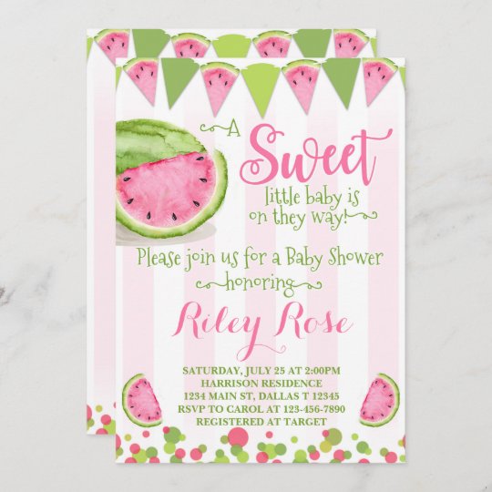 Watermelon Baby Shower Invitation Invite Pink | Zazzle.com