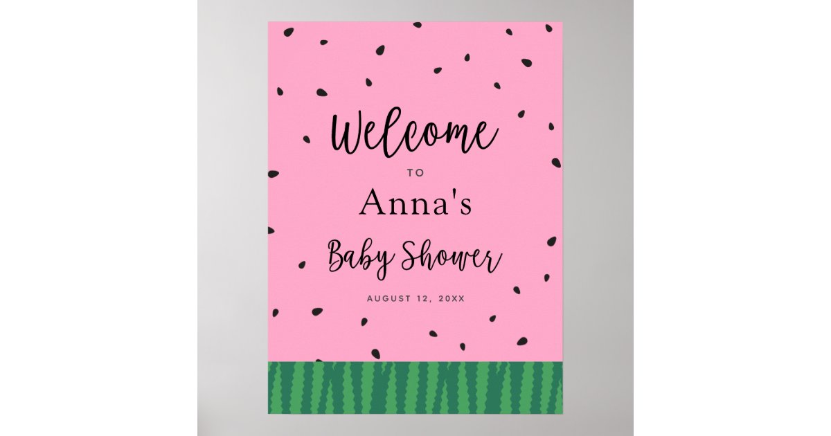 Watermelon Baby Shower Welcome Poster | Zazzle