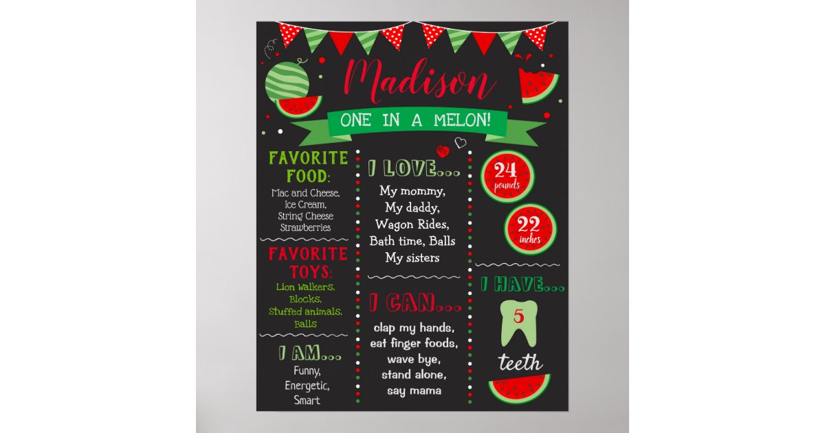 Watermelon Birthday Birthday Sign Poster | Zazzle
