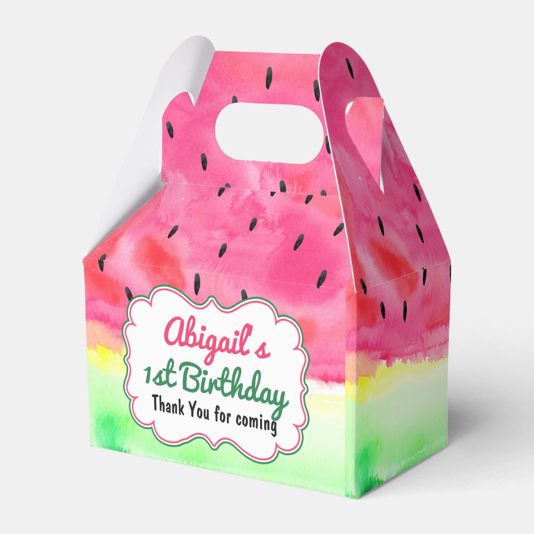 Watermelon Birthday Favor Box Personalized | Zazzle