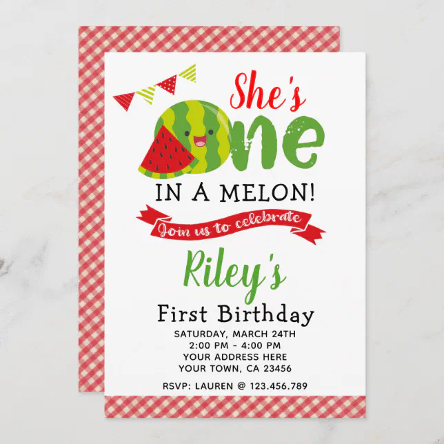 Watermelon Birthday Invitation | Zazzle