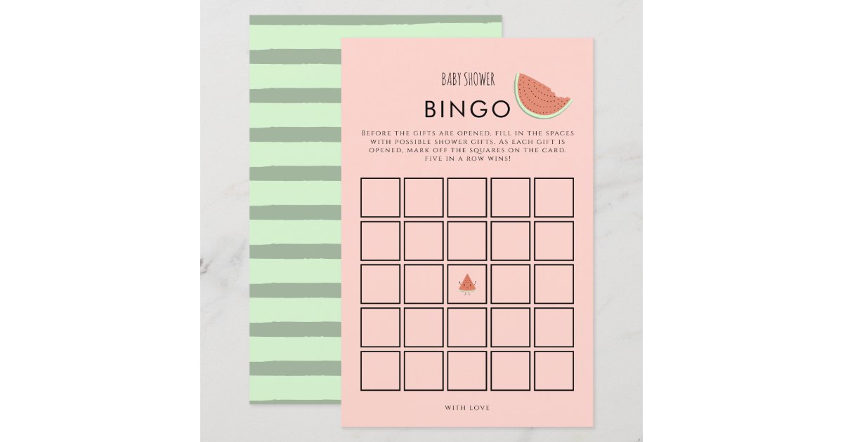 Watermelon Birthday Party Bingo Game | Zazzle