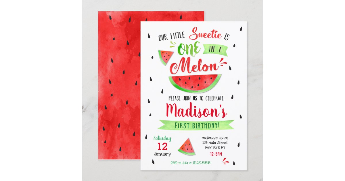 Watermelon Birthday Party Invitation | Zazzle