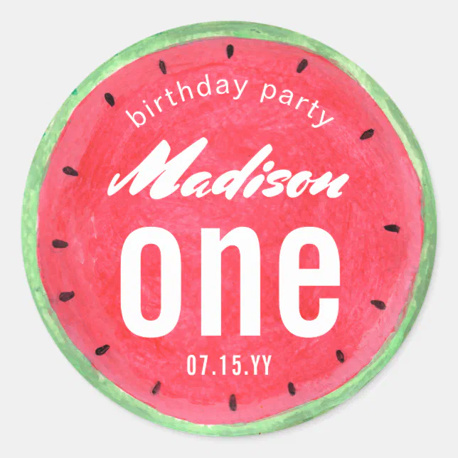 Watermelon | Birthday Party | Sticker | Zazzle
