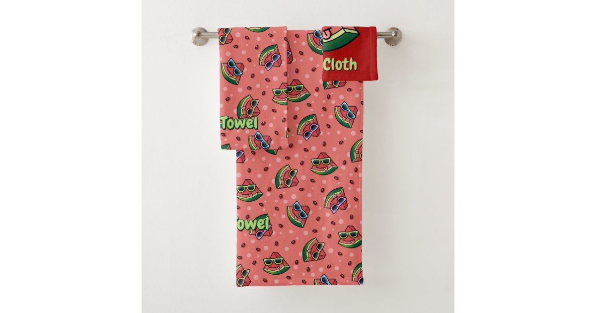 Watermelon Cartoon Bath Towel Set | Zazzle