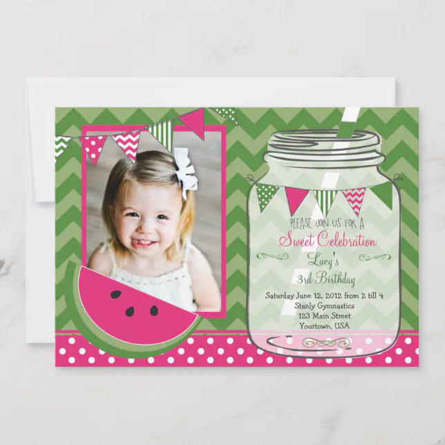 Watermelon Chevron Pendants Party Birthday Invitation | Zazzle