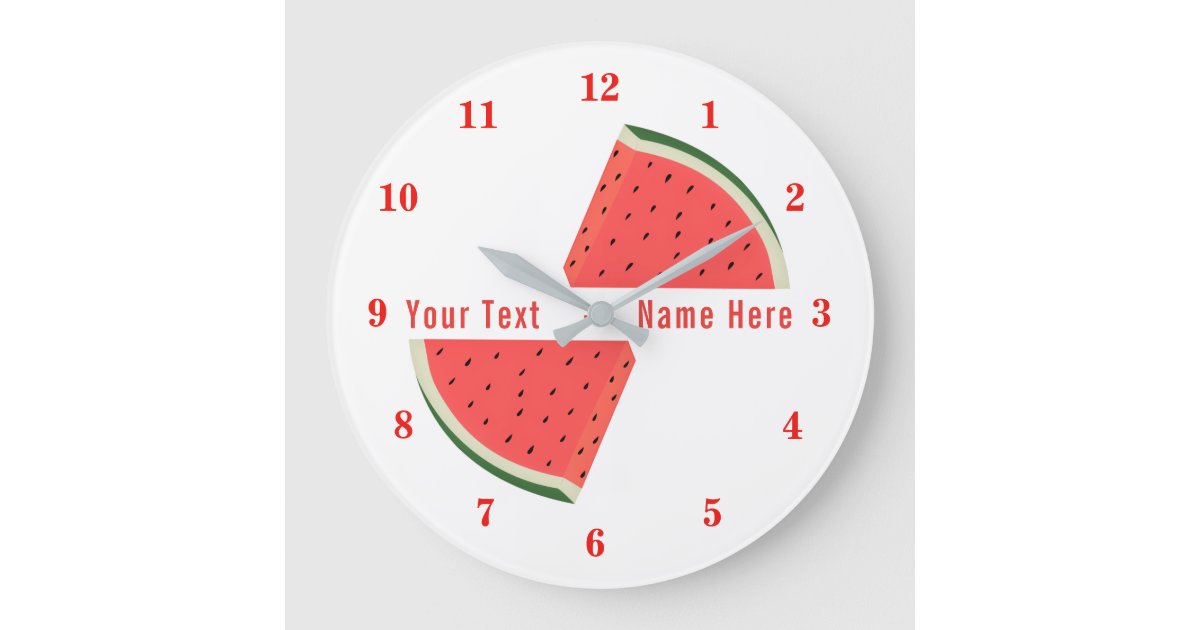 Watermelon Clock with Custom Text | Zazzle