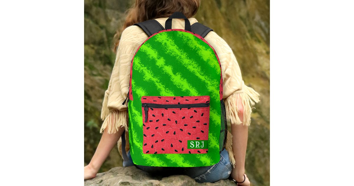 Watermelon Cute Summer Melon Fruit Custom Monogram Printed Backpack ...