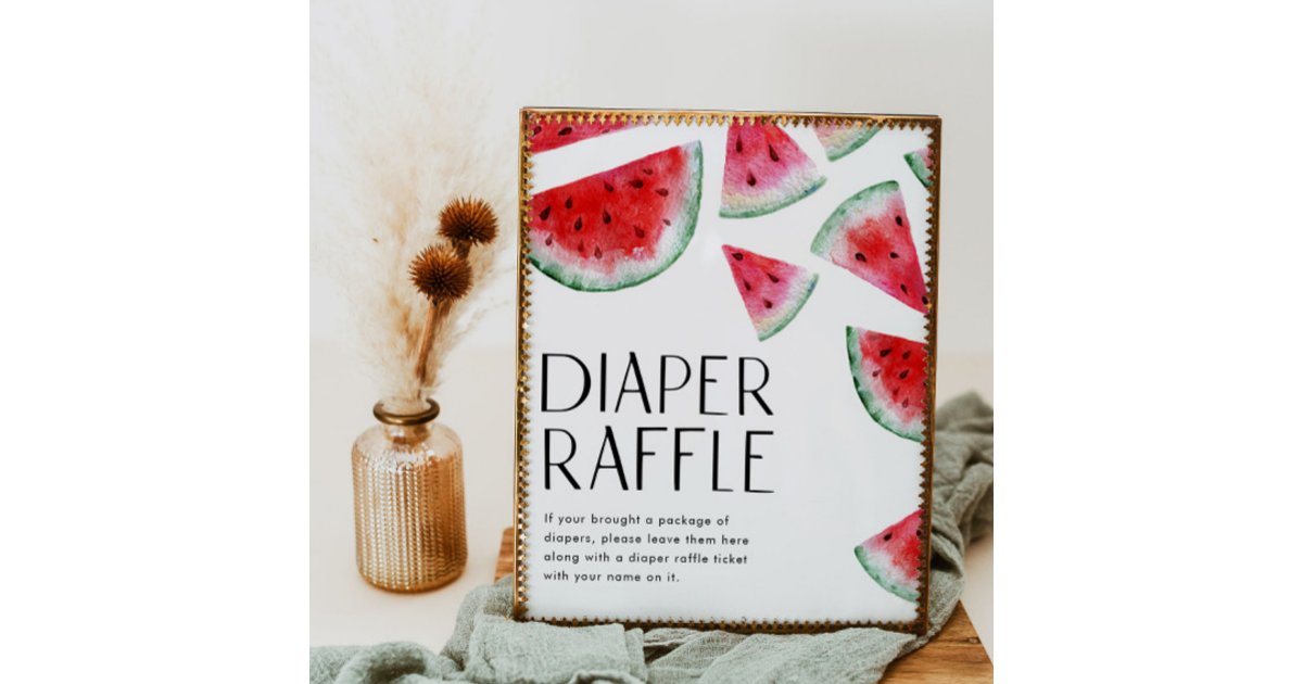 Watermelon Diaper Raffle Sign | Zazzle