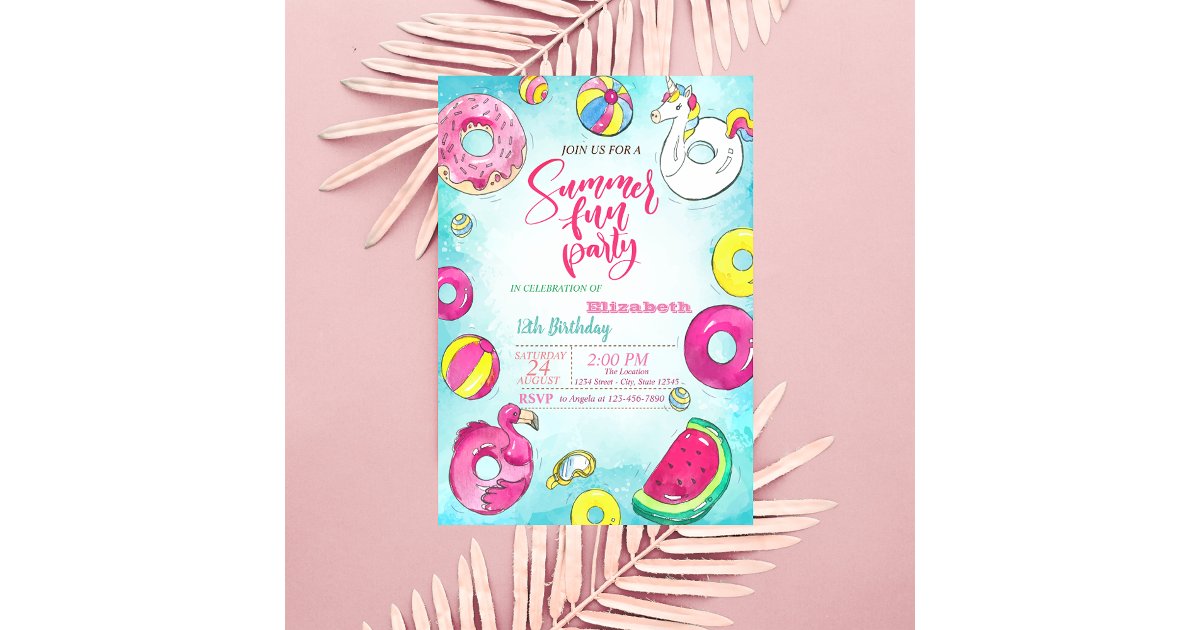 Watermelon, Donuts, Summer Birthday Party Invitation | Zazzle