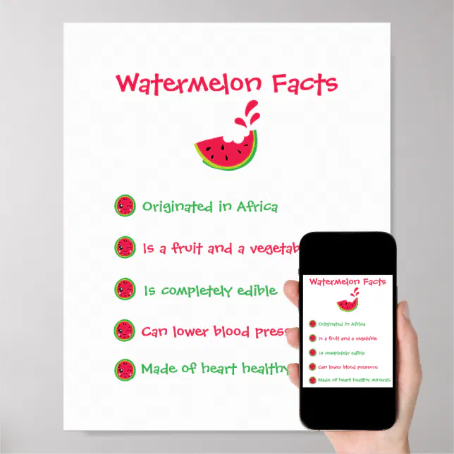 Watermelon Facts Poster | Zazzle