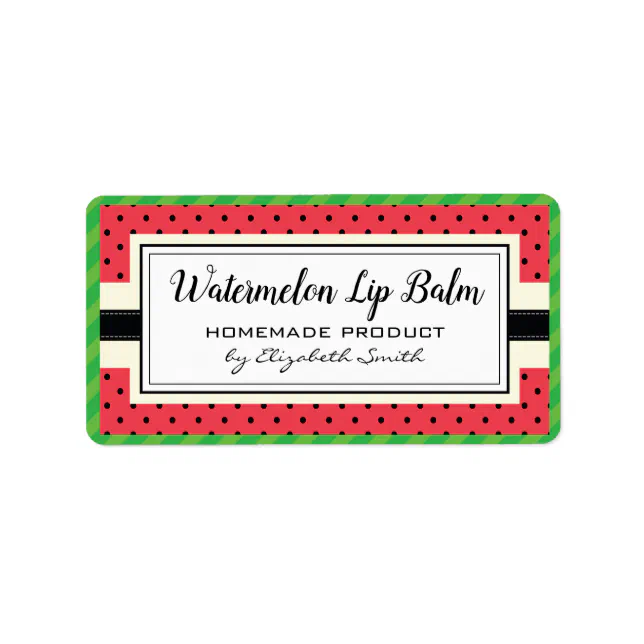 Watermelon fruit flavor homemade lip balm label | Zazzle